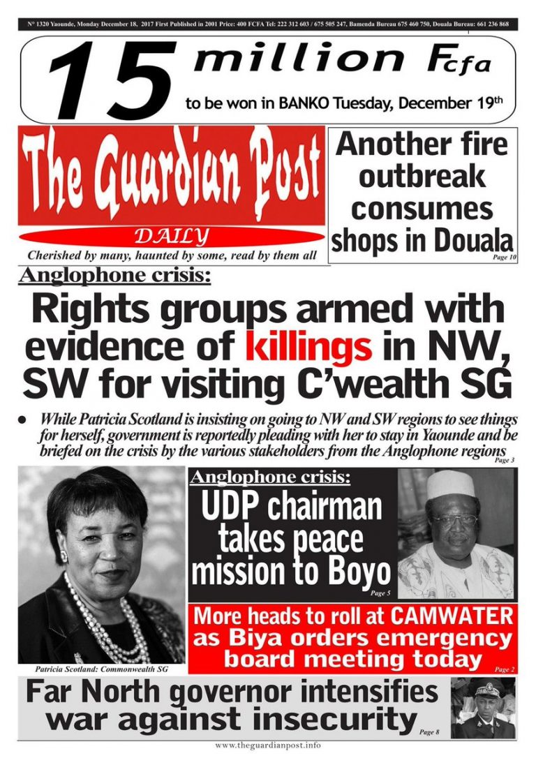 Some English Newspaper Headlines Monday December 18, 2018 - Cameroon ...
