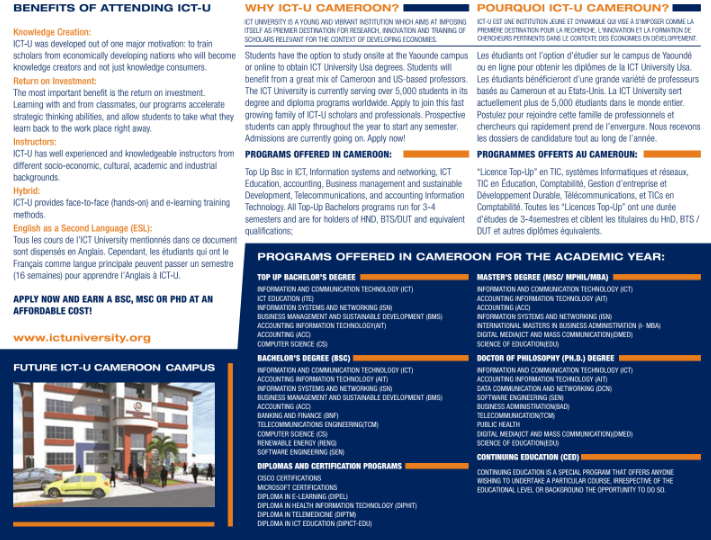 Register NOW at ICT University For The 2018 Spring Semester – Cameroon ...