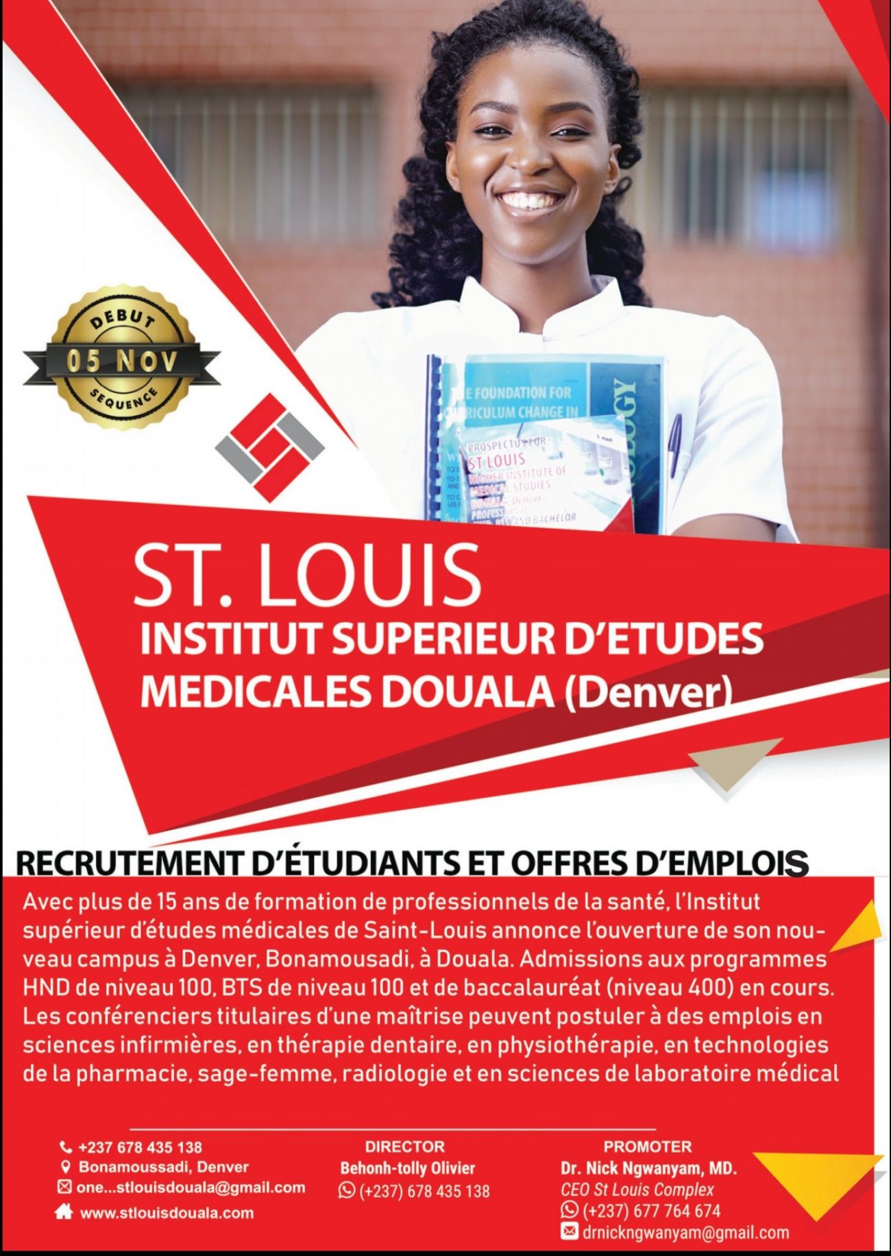 Rush Now: Enrolment and Job Vacancies at St Louis Douala, Bamenda ...